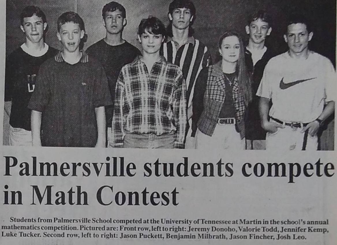 Math Competition – 1997 | Palmersville Historical Society